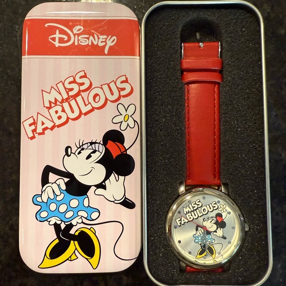 Disney | Accessories | Disney Miss Fabulous Minnie Mouse Red Watch ...
